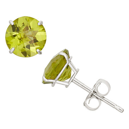 Click here for Genuine Green Peridot 10K Gold 6mm Round Stud Earr... prices