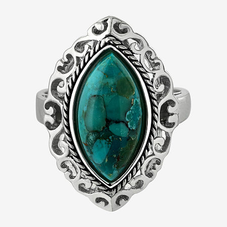 Click here for Womens Enhanced Blue Turquoise Sterling Silver Coc... prices