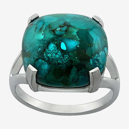Click here for Womens Enhanced Blue Turquoise Sterling Silver Ova... prices