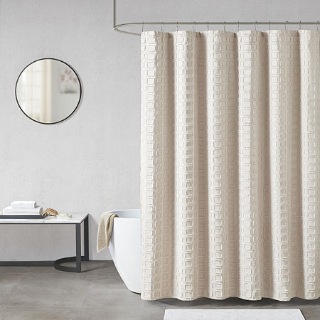 Madison Park Metro Clipped Shower Curtain  72 x 72 - Natural