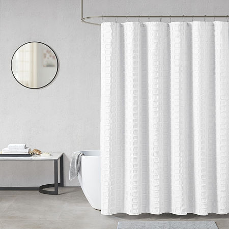 Madison Park Metro Clipped Shower Curtain  72 x 72 - White