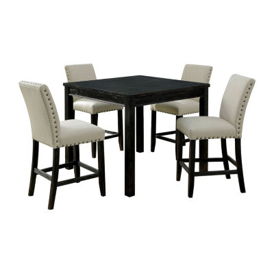 Delilah 5-pc. Counter Height Square Dining Set, Color: Antique Black ...