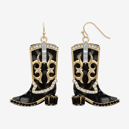 Click here for Bijoux Bar Gold Tone Boot Womens Glass Drop Earrin... prices