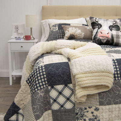 Donna Sharp Augusta 3-pc. Hypoallergenic Quilt Set, Color: Beige Black ...