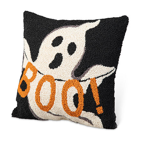 Glitzhome 14H Hooked Halloween Ghost Boo Pillow - Multi