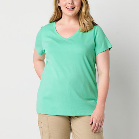 Click here for St. Johns Bay Womens V Neck Short Sleeve Plus T-Sh... prices
