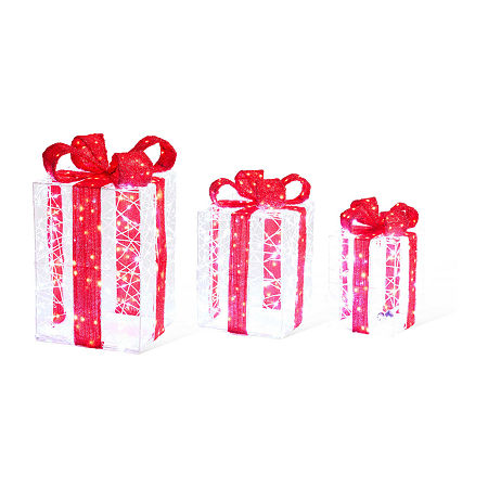 Click here for Glitzhome Crystal White Giftbox Christmas Yard Art... prices