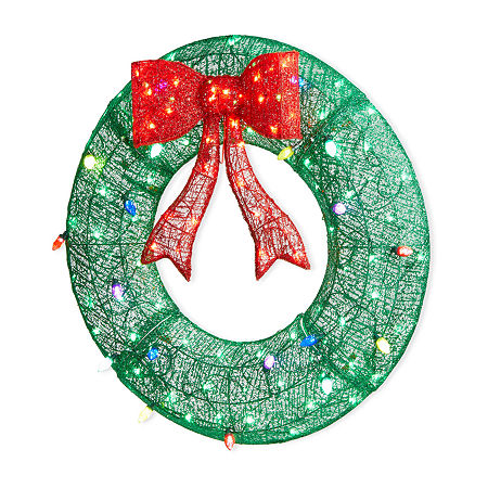 Click here for Glitzhome 35.5 Lighted Mesh Wreath Christmas Yard... prices