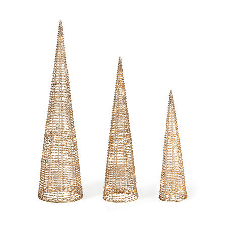 Click here for Glitzhome Lighted Plastic Gold Cone Tree Christmas... prices
