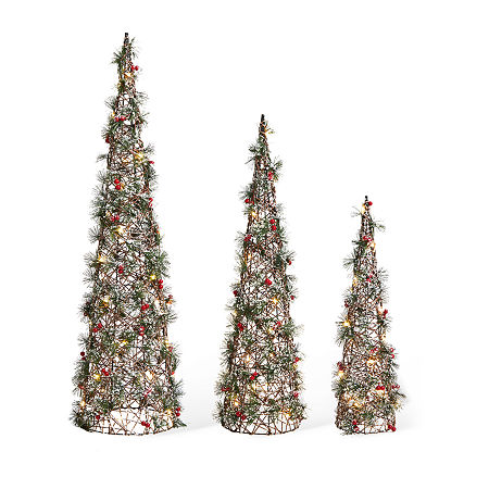 Click here for Glitzhome Lighted Plastic Cone Tree Christmas Yard... prices