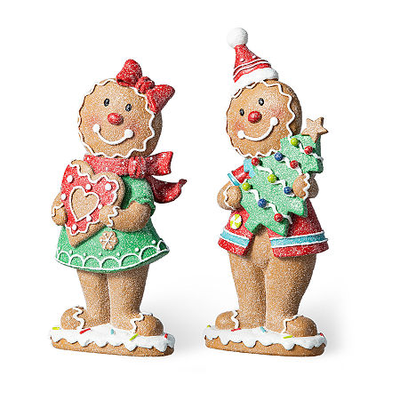 Click here for Glitzhome 9.75 Resin Gingerbread 2-pc. Christmas T... prices
