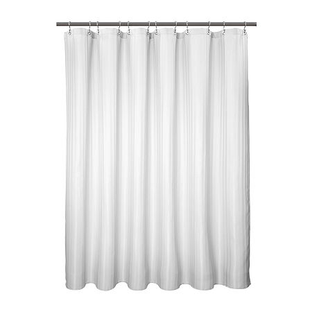 Awesome Home Classic StripeTone on Tone Woven Waterproof Shower Curtain  White  72X72 - White