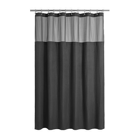 Awesome Home Textured Waffle Weave with Snap In Liner and 12 Hooks  71X72 - Graphite gray