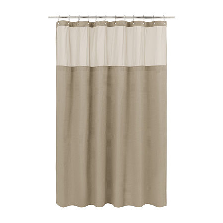 Awesome Home Textured Waffle Weave with Snap In Liner and 12 Hooks  71X72 - Linen