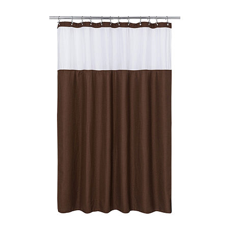 Awesome Home Textured Waffle Weave with Snap In Liner and 12 Hooks  71X72 - Brown