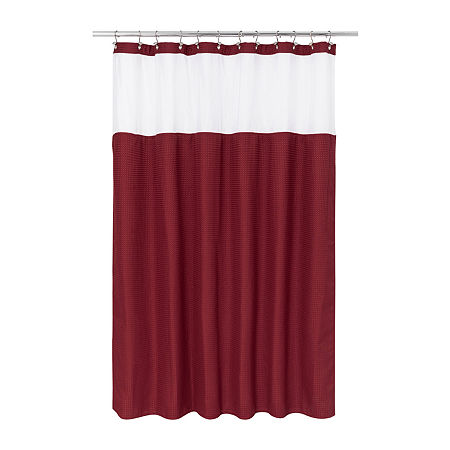 Awesome Home Textured Waffle Weave with Snap In Liner and 12 Hooks  71X72 - Burgundy