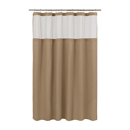 Awesome Home Textured Waffle Weave with Snap In Liner and 12 Hooks  71X72 - Coffee
