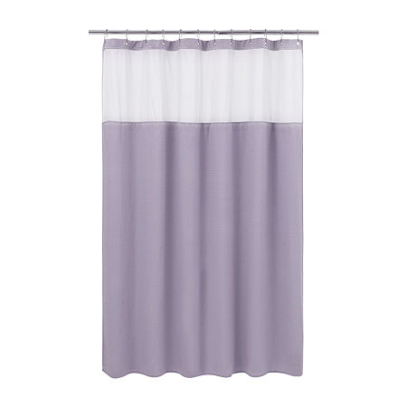 Awesome Home Textured Waffle Weave with Snap In Liner and 12 Hooks  71X72 - Lavender