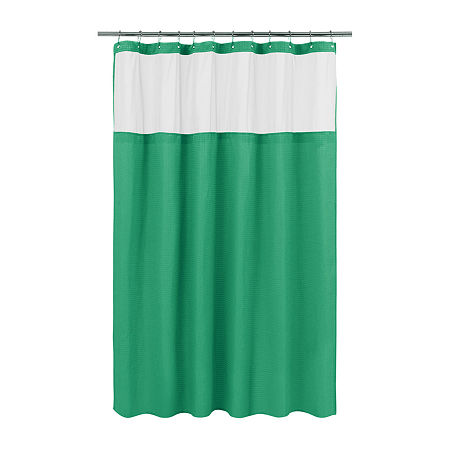 Awesome Home Textured Waffle Weave with Snap In Liner and 12 Hooks  71X72 - Green