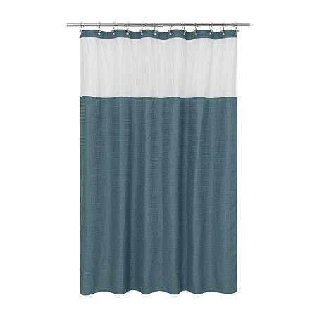 Awesome Home Textured Waffle Weave with Snap In Liner and 12 Hooks  71X72 - Teal
