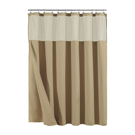 Awesome Home Cotton Blend Soft Waffle Weave Shower Curtain with Snap in Liner  72X84 - Linen