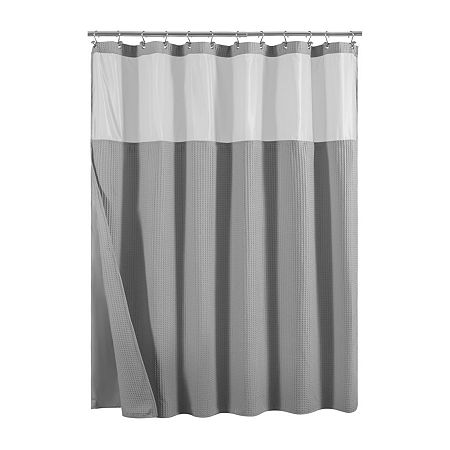 Awesome Home Cotton Blend Waffle Snap-In Liner Shower Curtain