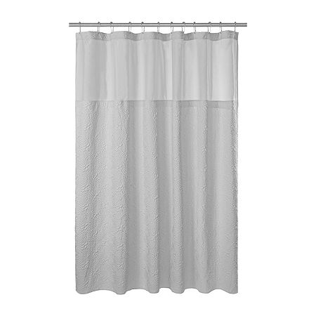 Awesome Home Starburst Water Repellent Crinkle Shower Curtain with Snap-in Liner and Hooks Set  71X72 - Light grey