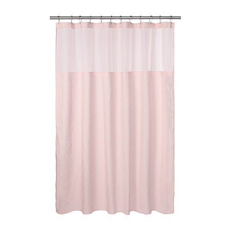 Awesome Home Starburst Water Repellent Crinkle Shower Curtain with Snap-in Liner and Hooks Set  71X72 - Blush