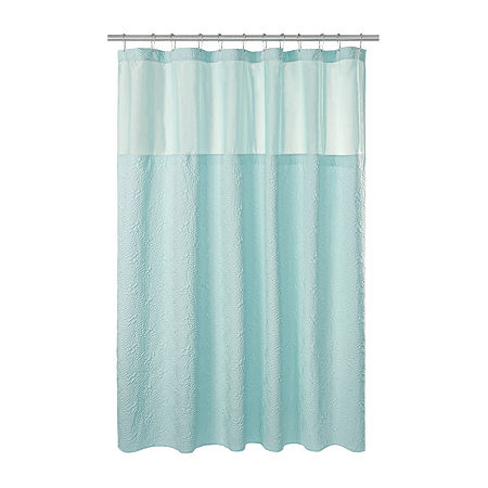 Awesome Home Starburst Water Repellent Crinkle Shower Curtain with Snap-in Liner and Hooks Set  71X72 - Robins egg blue