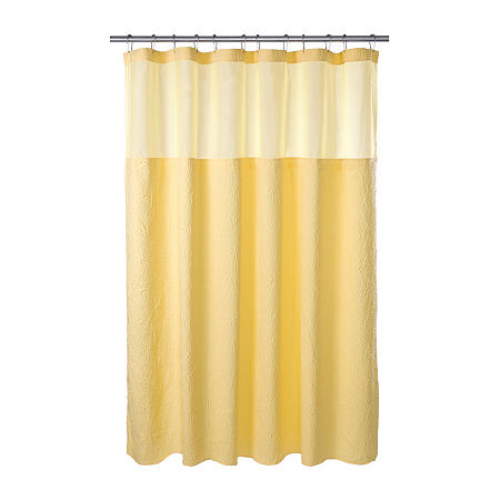 Awesome Home Starburst Water Repellent Crinkle Shower Curtain with Snap-in Liner and Hooks Set  71X72 - Sunshine
