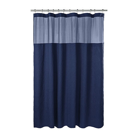 Awesome Home Starburst Water Repellent Crinkle Shower Curtain with Snap-in Liner and Hooks Set  71X72 - Navy blue