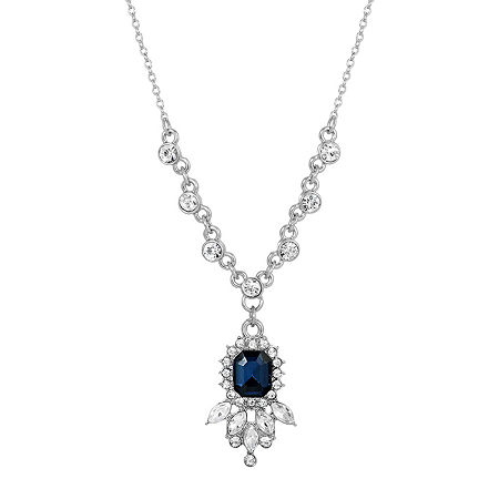 Click here for 1928 Silver Tone Womens Blue Crystal Alloy 16 Inch... prices