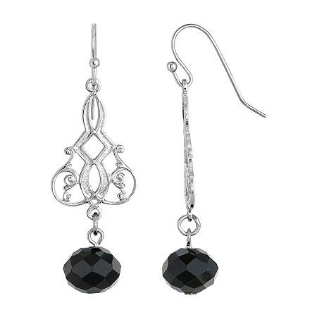 Click here for 1928 Silver Tone Drop Earrings  One Size  Black prices