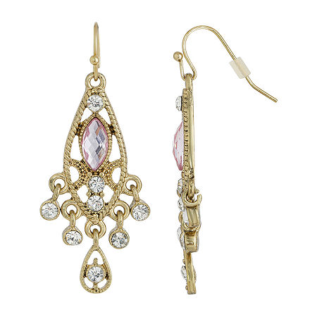 Click here for 1928 Gold Tone Crystal Drop Earrings  One Size  Pi... prices