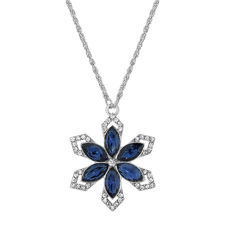 Click here for 1928 Silver Tone Womens Blue Crystal Alloy Flower... prices