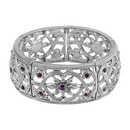 Click here for 1928 Silver Tone Flower Stretch Bracelet  One Size... prices