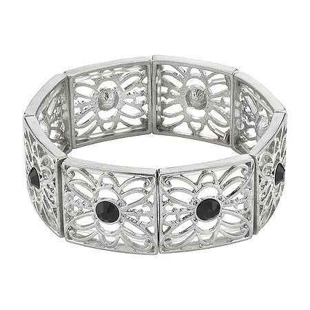 Click here for 1928 Silver Tone Crystal Stretch Bracelet  One Siz... prices