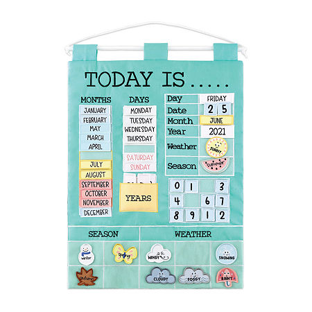 The Peanutshell Childrens Learning Calendar  Teal - Teal/mint/yellow/brown/green