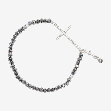 Click here for Bijoux Bar Delicates Silver Tone Womens Glass Cros... prices