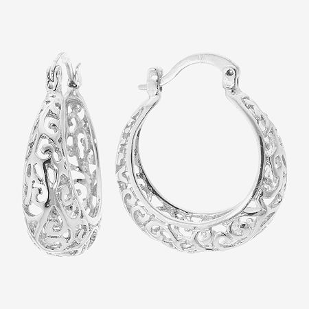 Click here for Silver Reflections Womens 24mm Hoop Earrings  One... prices