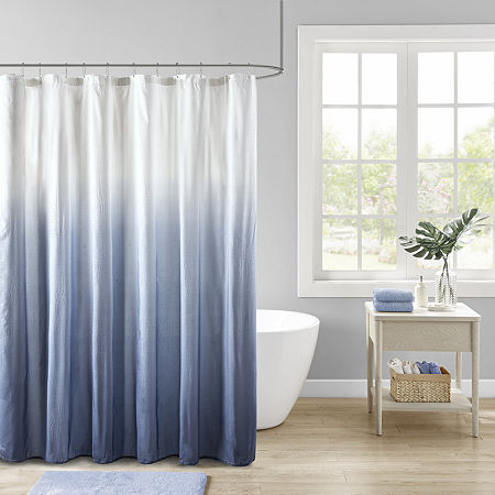 Madison Park Ara Ombre Printed Seersucker Shower Curtain  72 x 72 - Blue