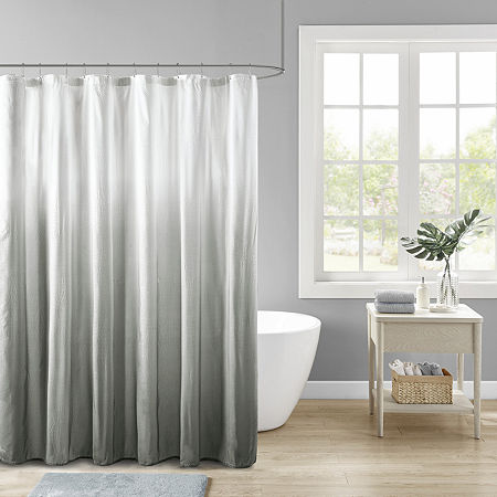Madison Park Ara Ombre Printed Seersucker Shower Curtain  72 x 72 - Gray