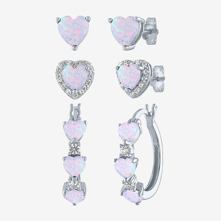 Click here for Gemstone Sterling Silver Heart 3 Pair Earring Set... prices
