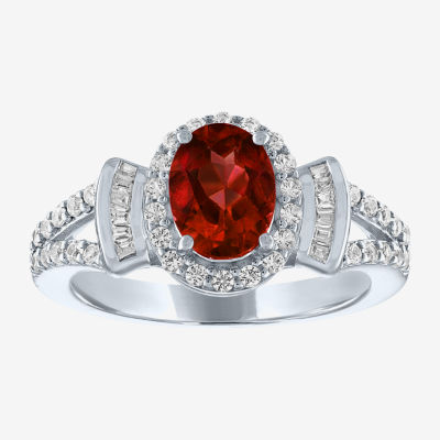 Womens Genuine Red Garnet Sterling Silver Oval Cocktail Ring - JCPenney