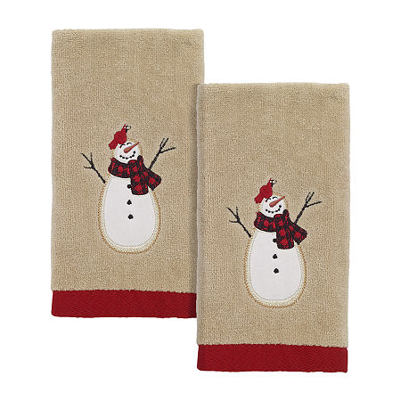 Avanti Snowman Gathering Holiday 2-Pc. Fingertip Towel Set  11 x 16 - Tan