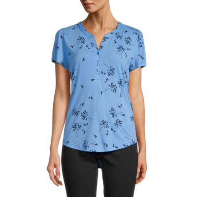 Liz Claiborne Womens Split Crew Neck Short Sleeve T-Shirt - JCPenney