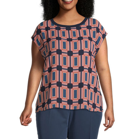 Click here for Worthington Womens Crew Neck Short Sleeve Plus Blo... prices