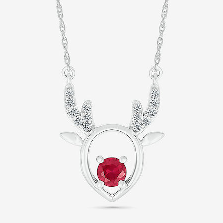 Click here for Reindeer Womens Lab Created Red Ruby Sterling Silv... prices