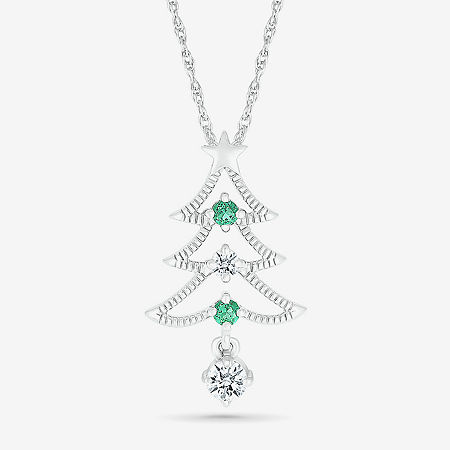 Click here for Christmas Tree Womens Lab Created Green Emerald St... prices