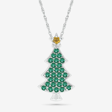Click here for Christmas Tree Womens Lab Created Green Emerald St... prices